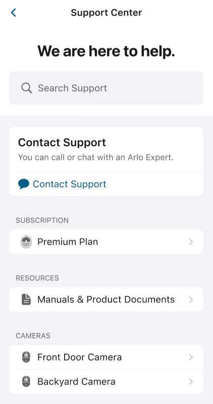 Select Contact Support