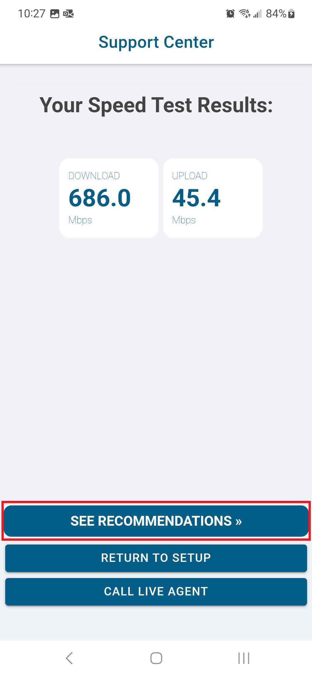 Tap the recommendation radio button.